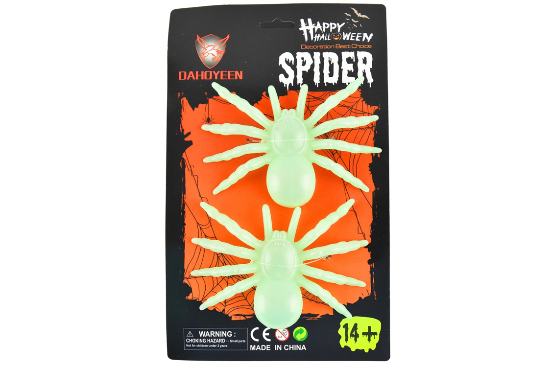 Køb Edderkop Glow in the dark 2 stk. - 10 cm - Rodes.dk