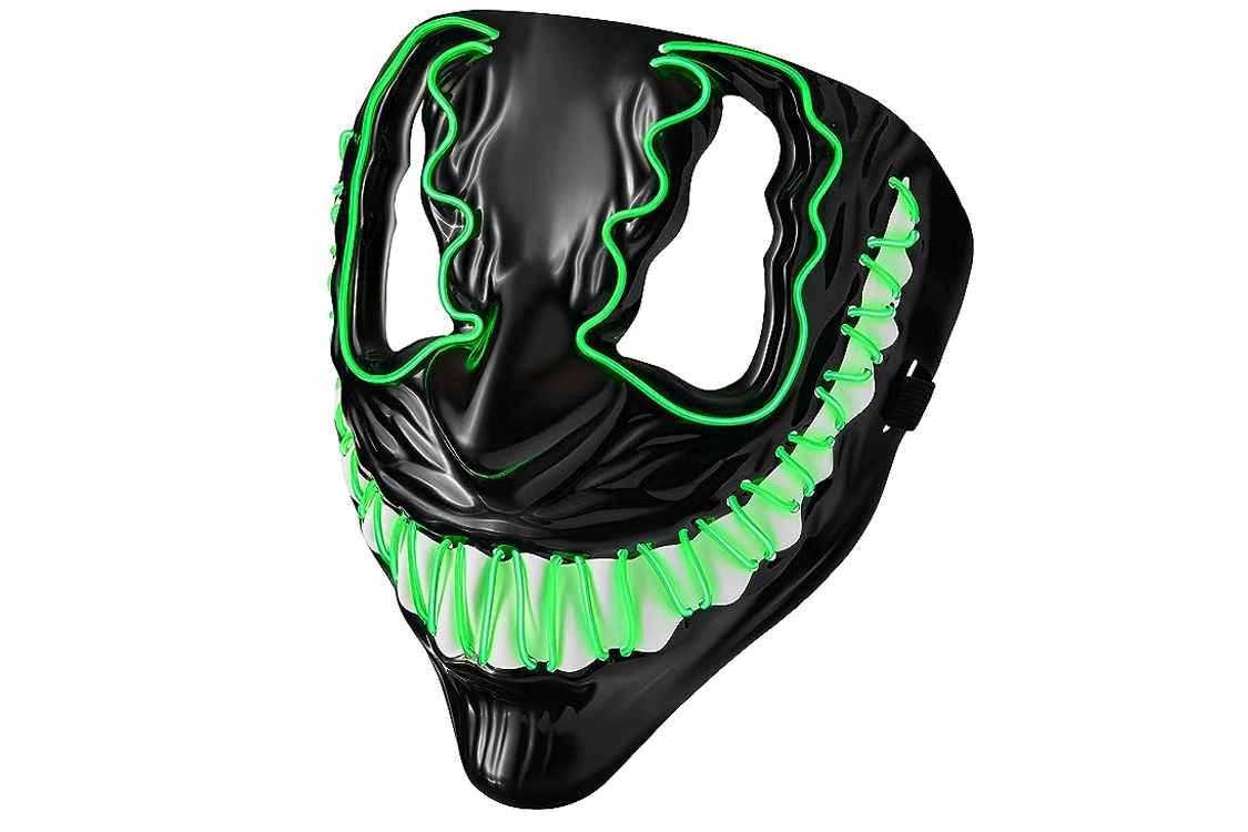 Køb Venom Lysende LED Halloween Maske - Grøn - Rodes.dk