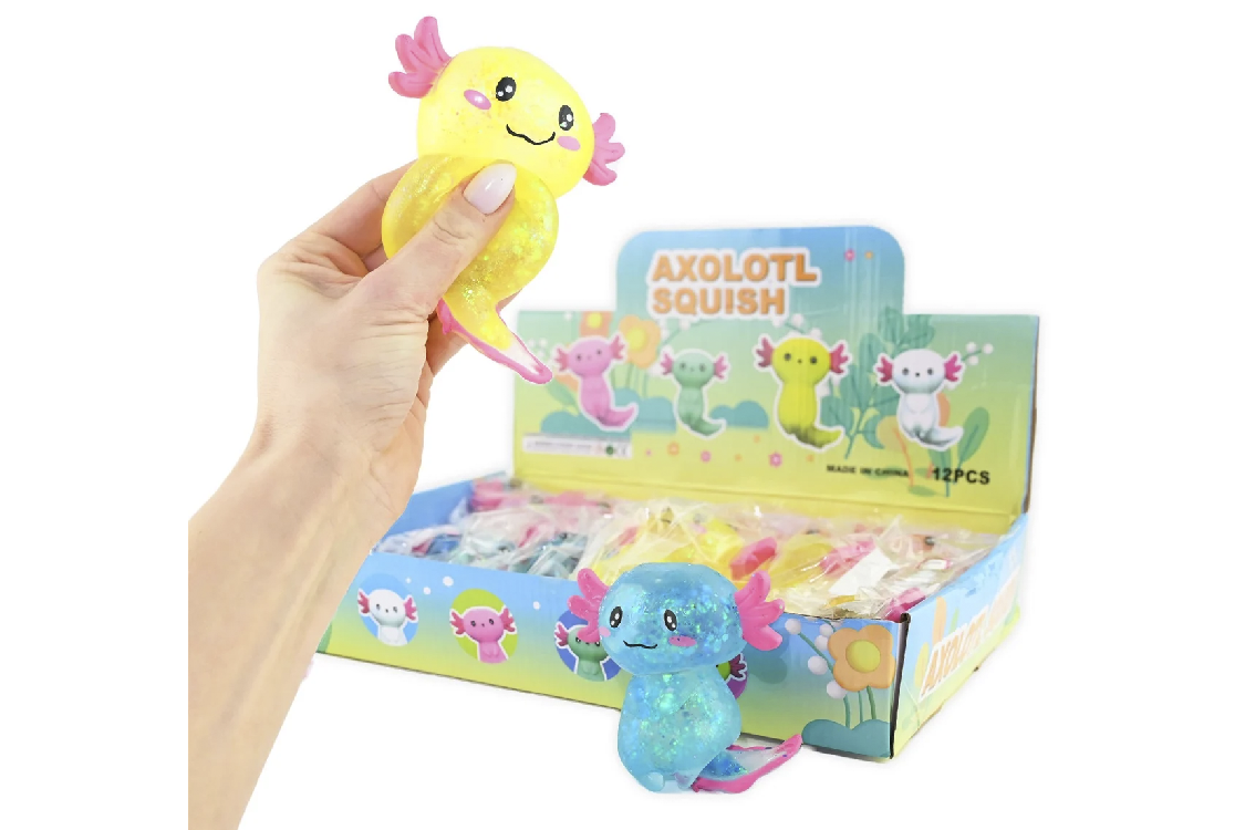 Køb Squishy Axolotl / padde Glitter - 120mm - Rodes.dk